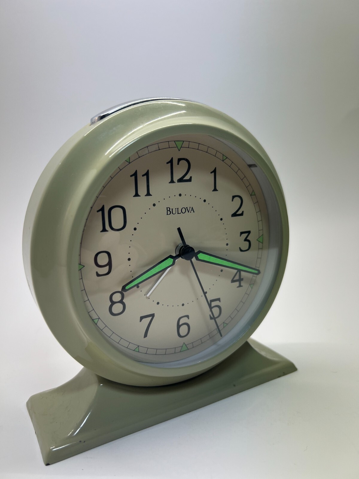 Vintage Round Green Bulova Alarm Clock | eBay
