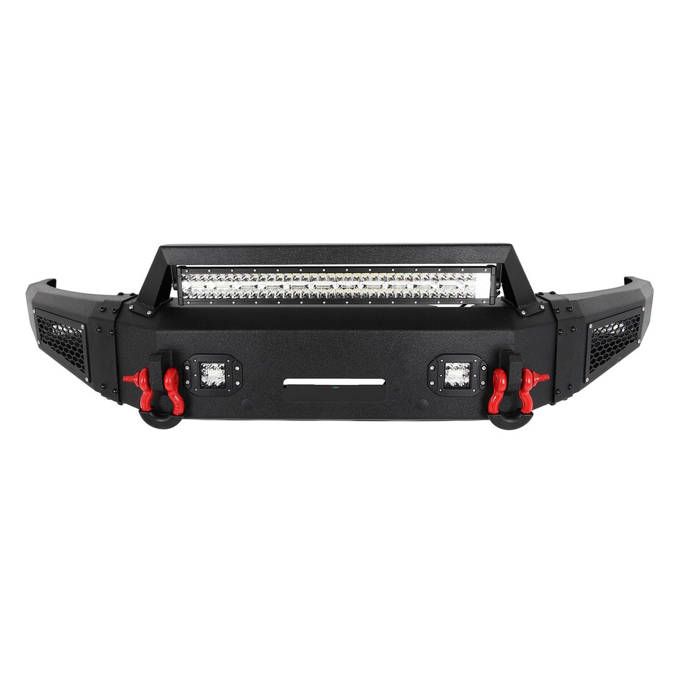 Textured Steel Front Bumper W/Winch Plate & LED Lights For Ford Ranger ...