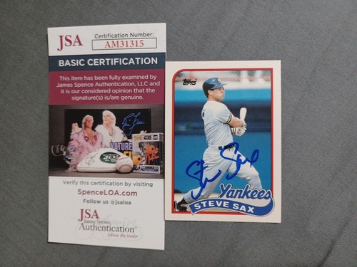 STEVE SAX 1989 Topps Traded # 111T autographed signed card YANKEES 89 ...