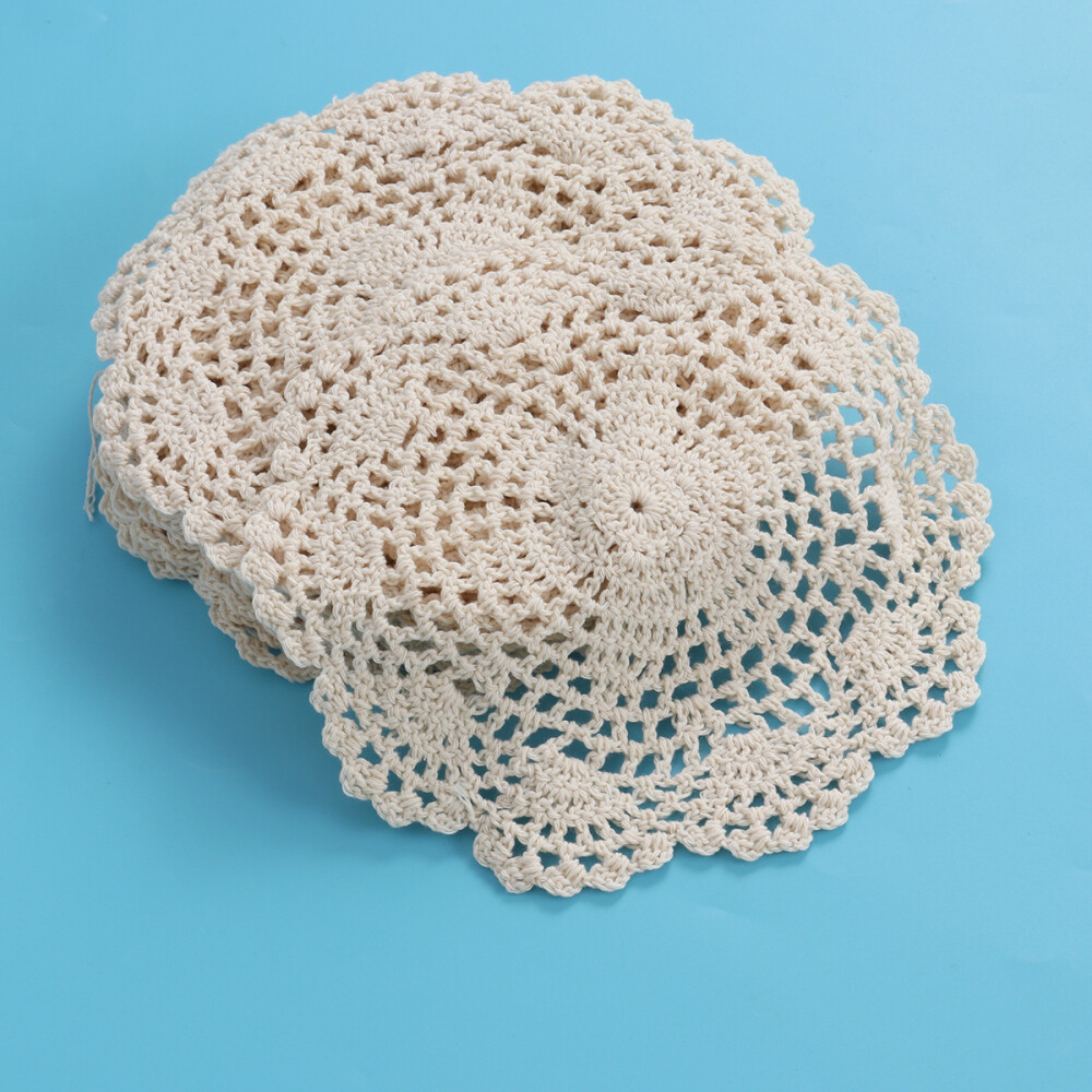 12pcs Hollow Out Cotton Handmade Crochet Floral Table Placemats Cup ...