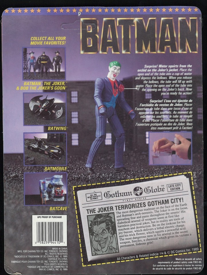 1989 BATMAN "THE JOKER" DC Comics Toy Biz Vintage Action Figure ...