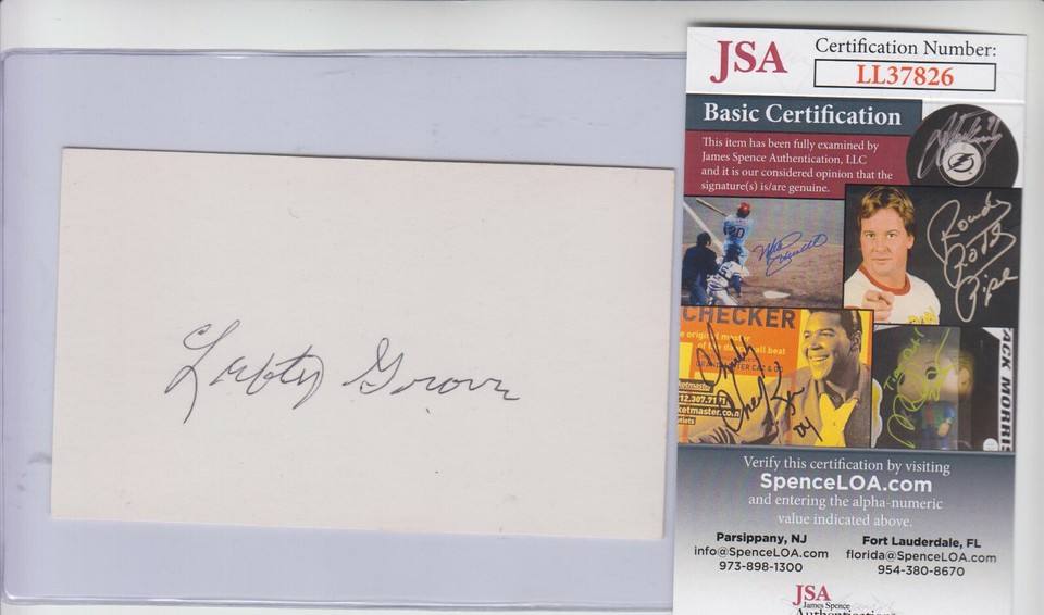 LEFTY GROVE VINTAGE SIGNED / AUTO INDEX CARD ATHLETICS HOF (d 1975) JSA ...