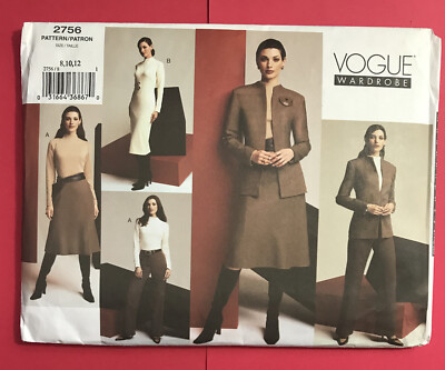 UNCUT Vogue Wardrobe 2756 Misses Jacket Top Dress Skirt Vest 8 10 12 ...