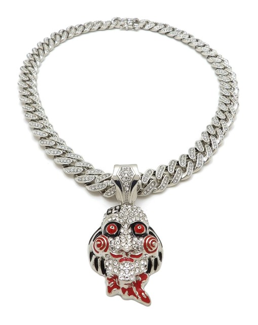 TEKASHI 69 JIGSAW SAW PENDANT SILVER MIAMI CUBAN LINK CHAIN NECKLACE ...