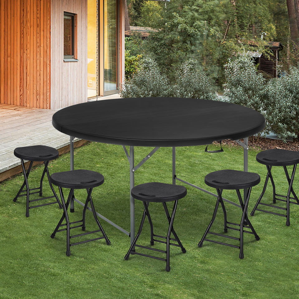 5 Pack[FOLDABLE ROUND DINING TABLE]Outdoor Barbeque Portable Camping ...