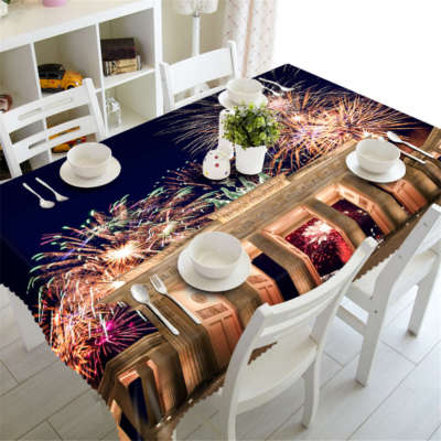 Year's Fireworks 3D Tablecloth Table cover Cloth Rectangle Wedding ...
