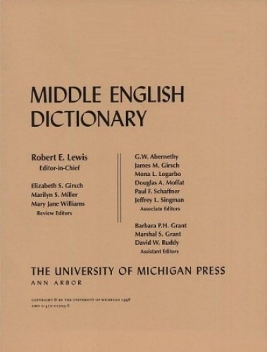 Middle English Dictionary (Volume Q.1) (USED) 9780472011711 | eBay
