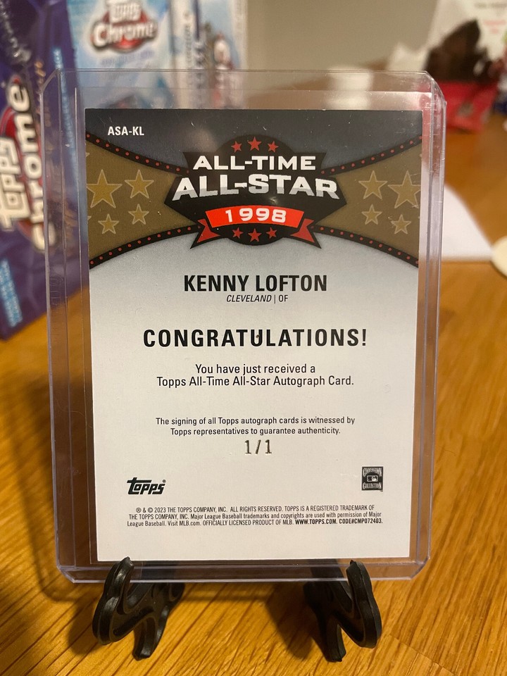 2023 Topps All-Star Game Kenny Lofton All-Time All-Star Auto 1/1 ...