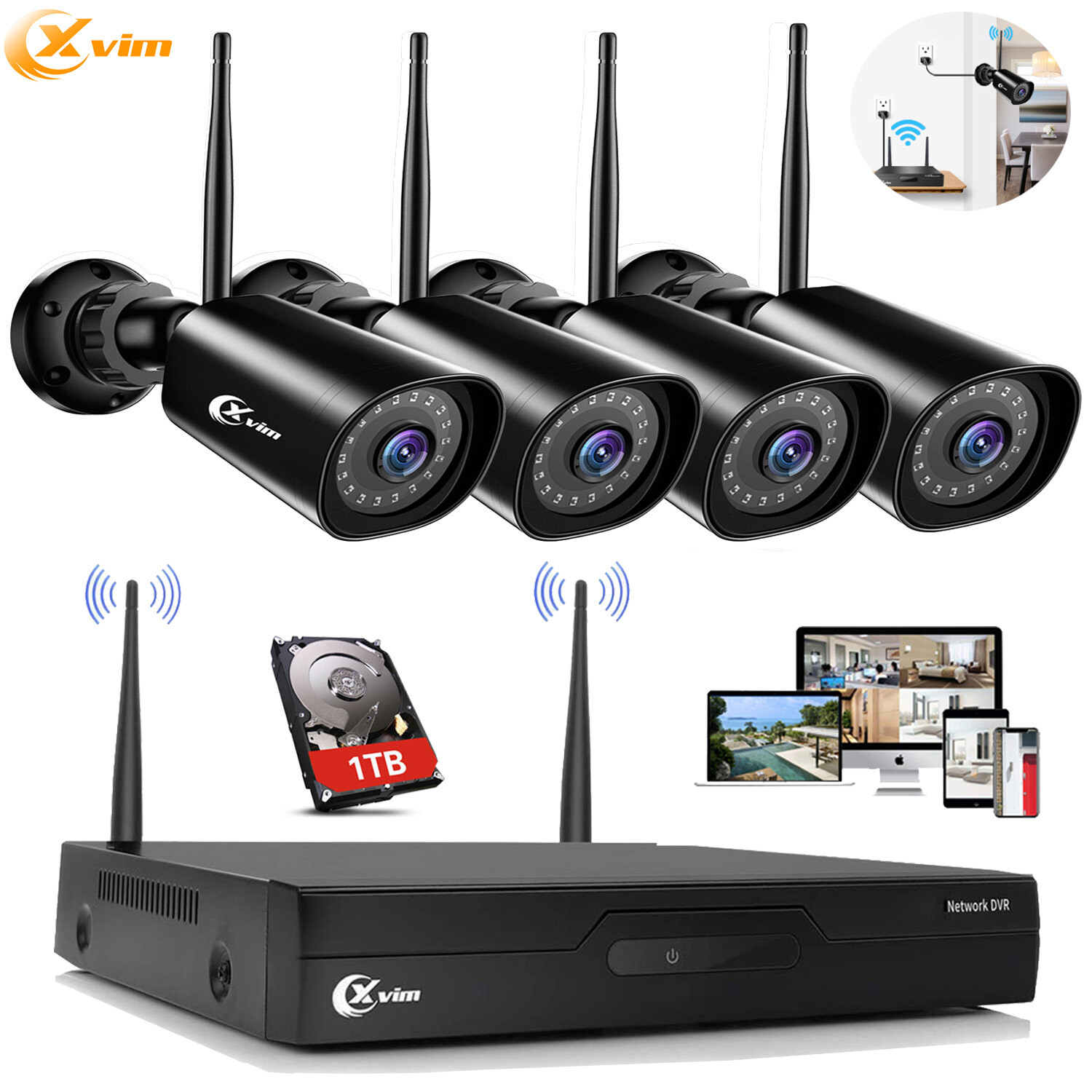 Outdoor 3MP Wireless Security Camera System 1080P NVR WiFi Camera CCTV ...