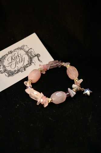 Kirks Folly Rose Quartz Bracelet - Gold Toned with Star Charm Whimsical Romantic | eBay