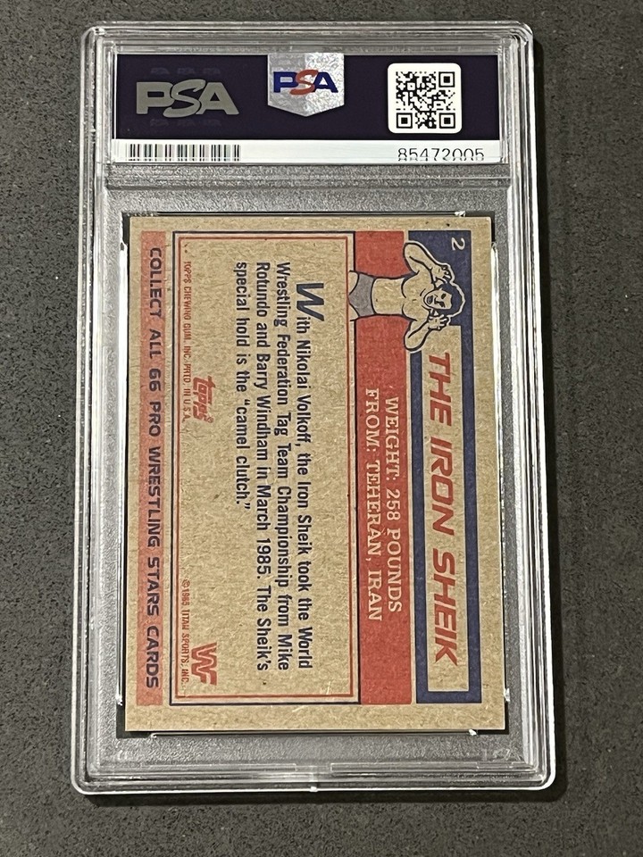IRON SHEIK 1985 TOPPS WWF WRESTLING SIGNED AUTOGRAPHED CARD PSA/DNA ...