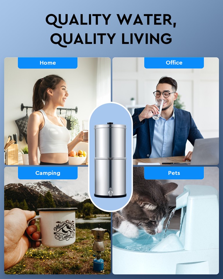 CO-Z 2.25 Gallons Gravity-Fed Water Filter System & Water Filter ...