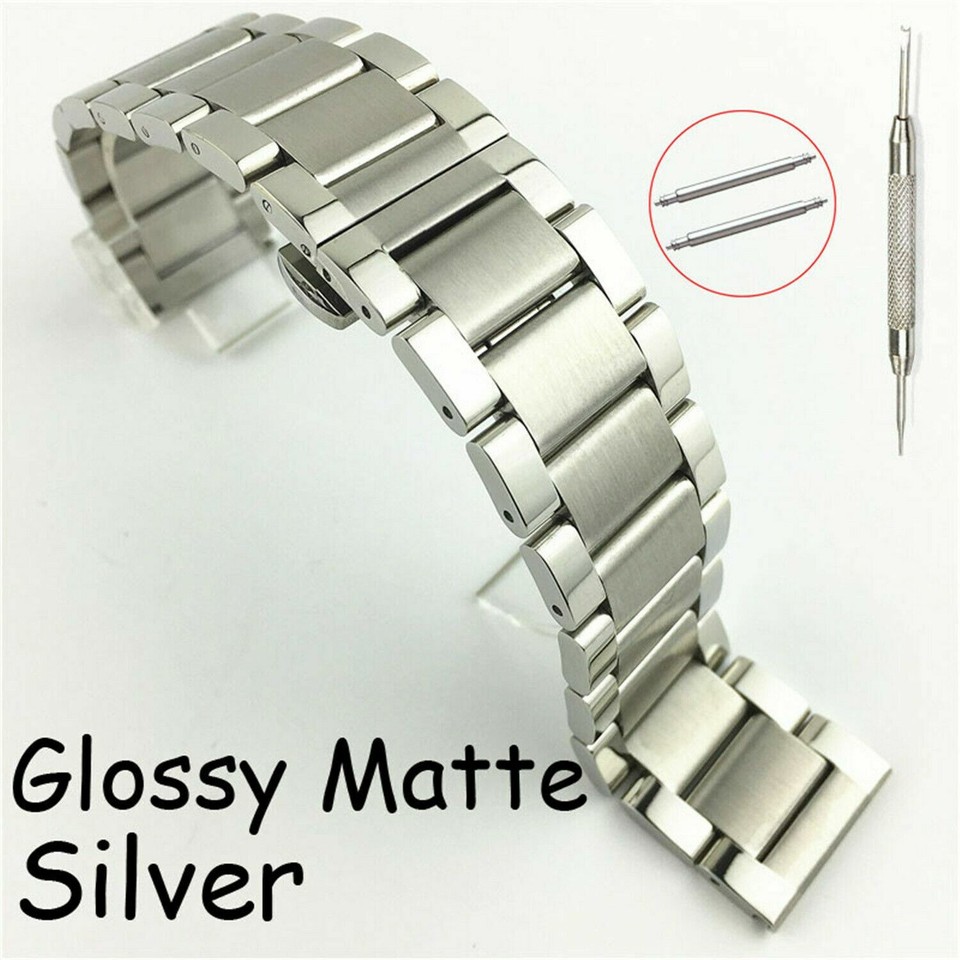 16 18 20 21 22mm 23 24 26mm Glossy Matte Stainless Steel Watch Band ...