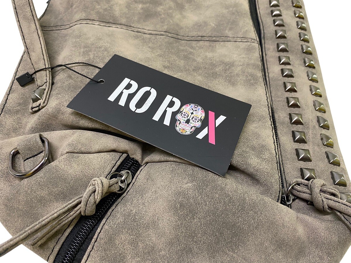 Ro Rox Arlina Bag Studded Punk Handbag Suedette Slouchy Motorcycle ...