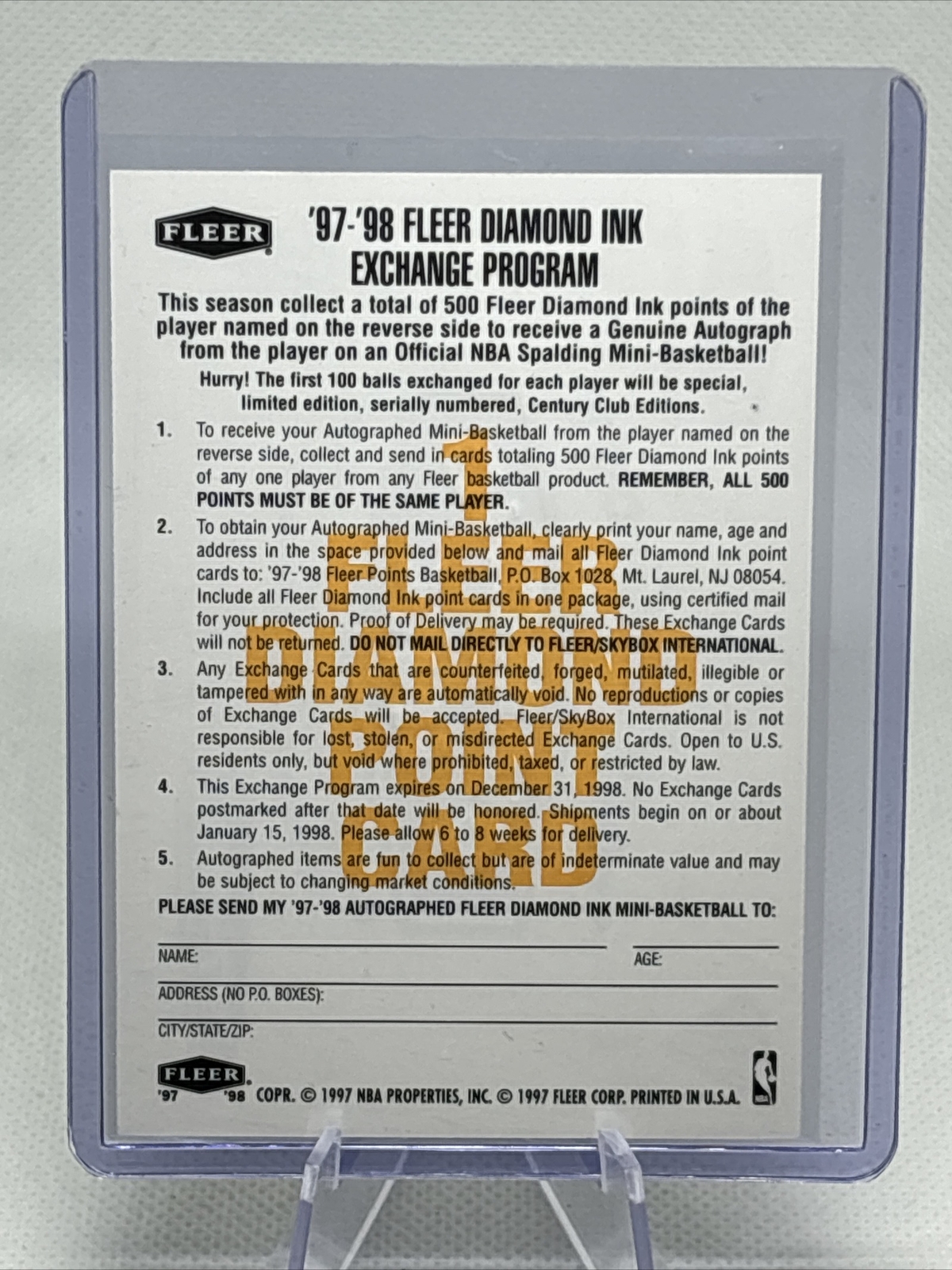 1997-98 Fleer - Diamond Ink Exchange Program Tracy McGrady 1 Point (RC ...