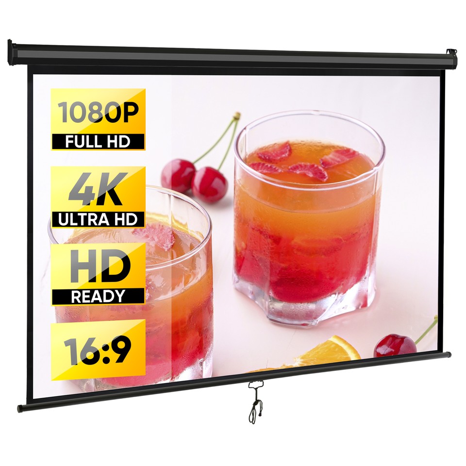 80 inch Projector Screen Pull Down Auto-Locking Retractable Indoor ...