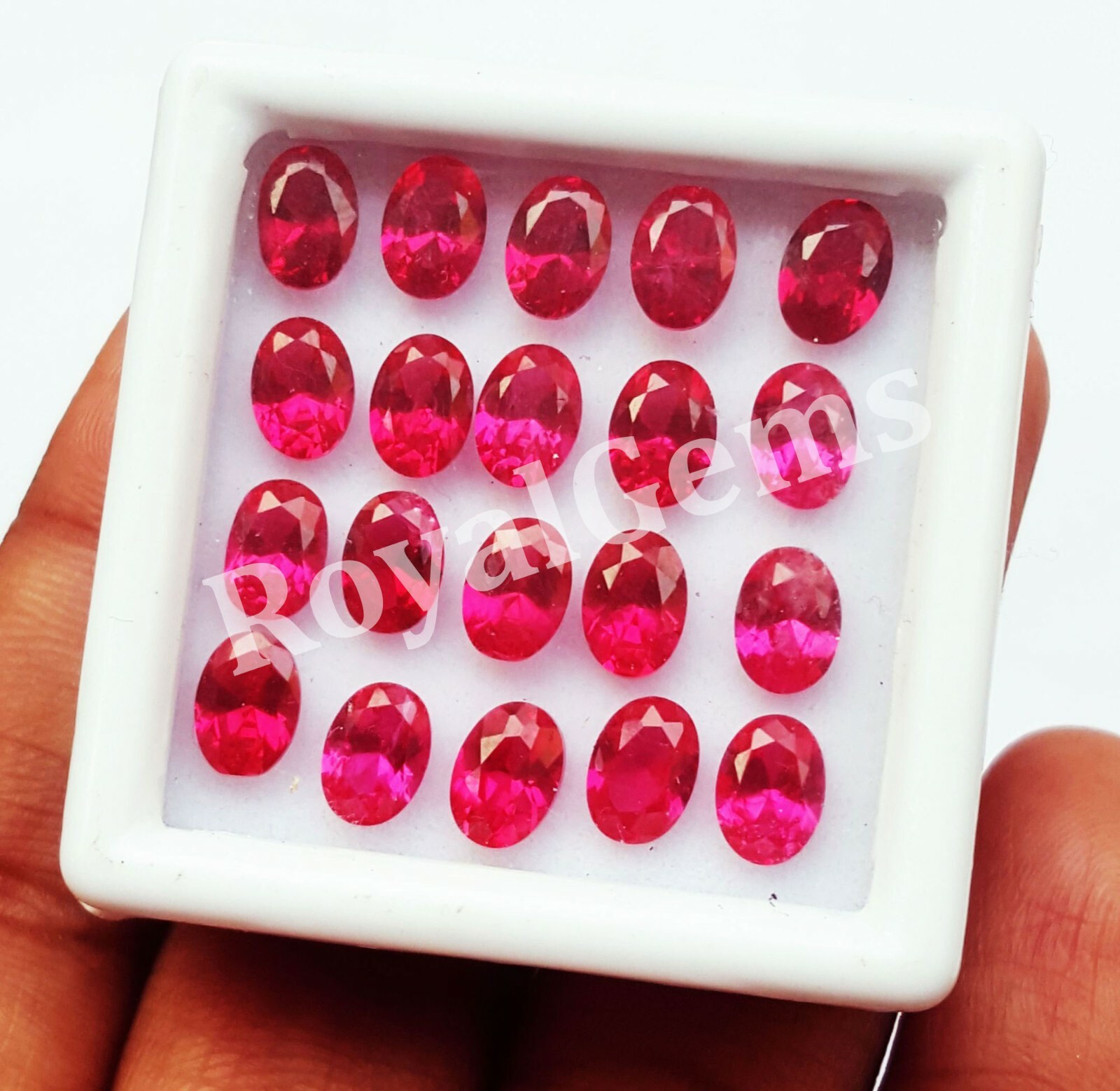 19.25 Ct 7x5 MM 20 Pcs Loose Gemstone Natural Ruby Certified Oval Cut ...