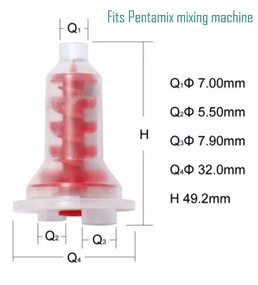 50Pcs Dynamic Red Mixing Tips Impression fits 3 Pentamix Machine Mixing ...