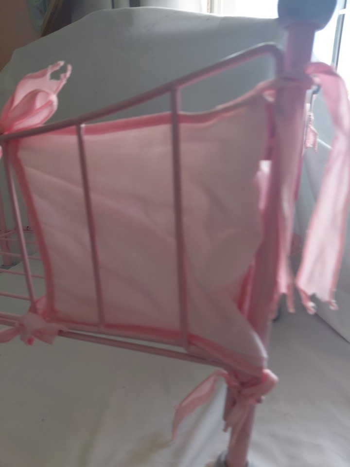 Baby Annabelle Metal Doll Bed Pink Dolly Bed Crib vintage doll cot ...