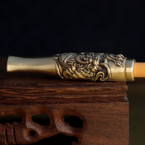 Brass Pixiu Smoking Pipe Tip Carved Filter Reusable Detachable ...