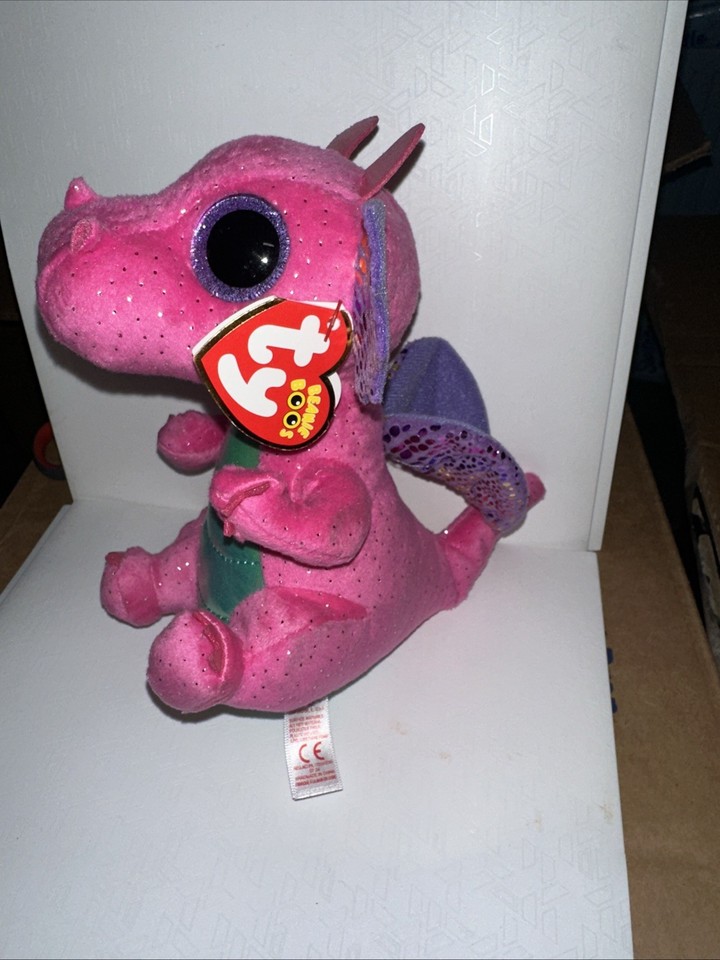TY Beanie Boos - SPITFIRE the Pink Dragon (Regular Size - 6 inch) MWMTs ...