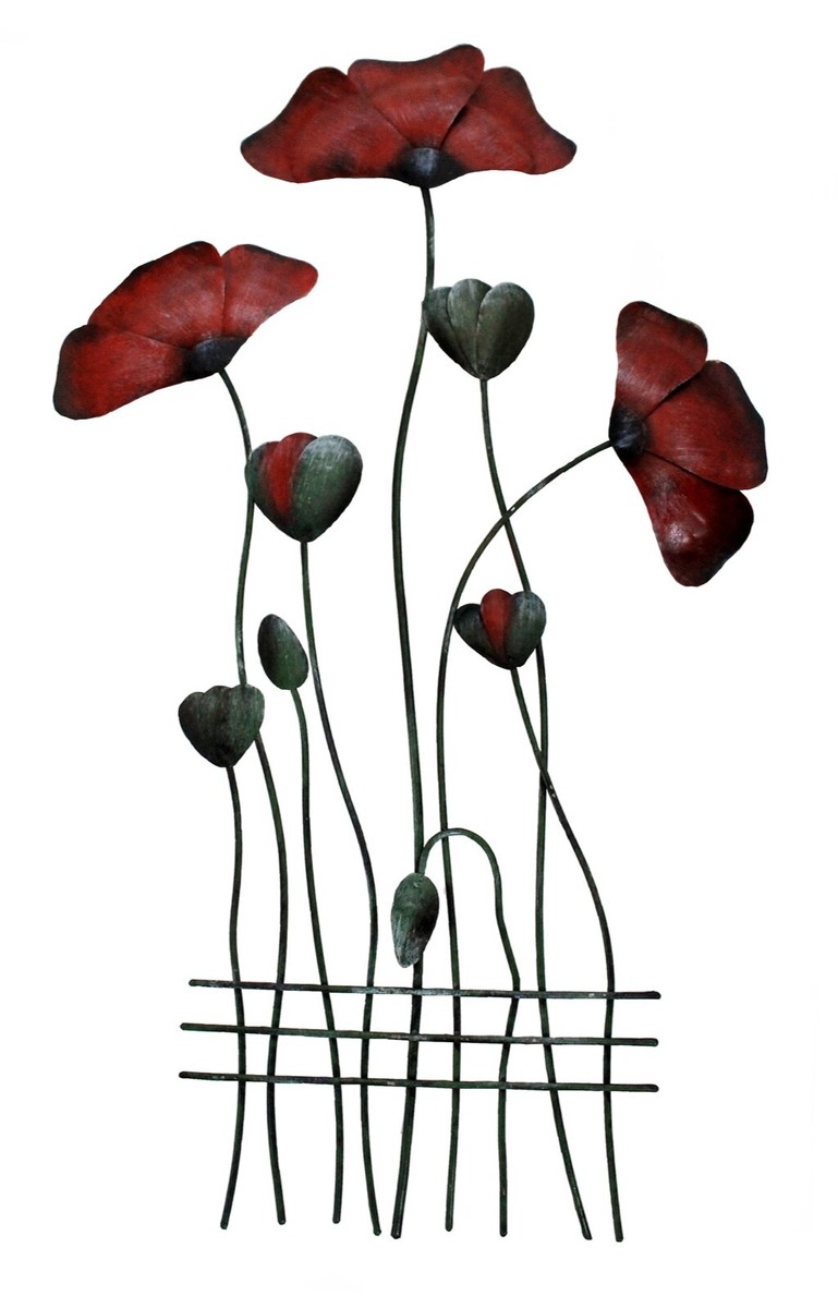 Red Flower Metal Wall Decor Southern Patio 23 In. H Flower Metal Wall