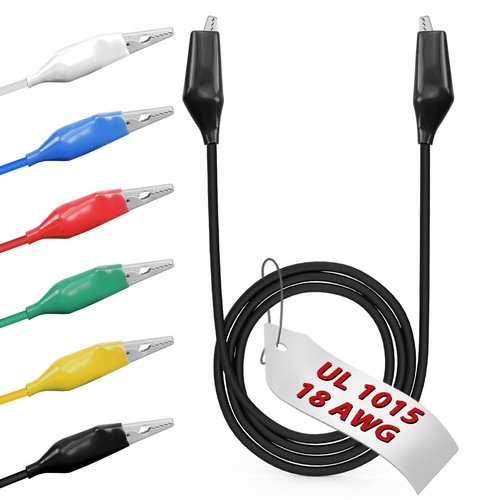 6pcs/40in. Alligator Clips Electrical with Wires UL1015/18AWG 6 Colors ...