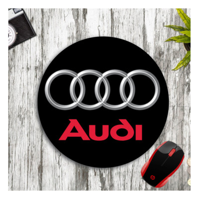 AUDI LOGO BLACK RED ROUND NEOPRENE PC MOUSE PAD MAT HOME SCHOOL OFFICE ...