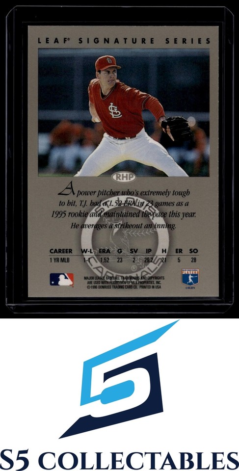 1996 Leaf Signature Series #NNO T.J. Mathews Autographs Silver 1396 | eBay
