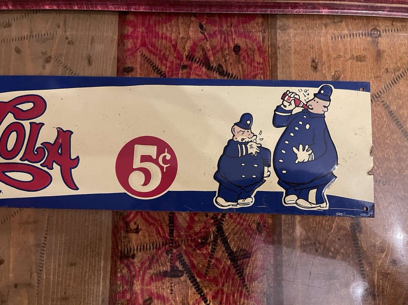 Pepsi Cola Embossed Advertising Sign Police Drinking Pepsi 1940 | eBay