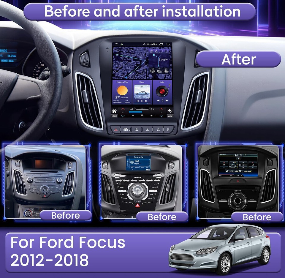 For 2012-2018 Ford Focus GPS Navi Car Stereo Radio Touch Screen 9.7 ...