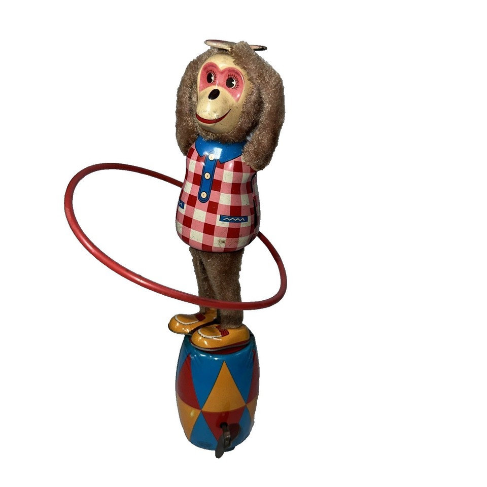 1950s HULA HOOP MONKEY Plaything Toys Japan Charlie the Chimp Wind-Up ...