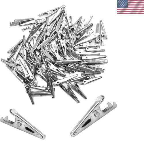 Metal Alligator Clips Small 35mm Pack of 100pcs Silver for Electronics ...