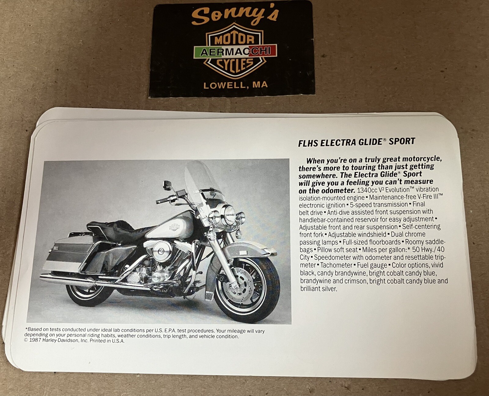 1988 Harley Davidson Dealer display license plate FLHS ELECTRA GLIDE ...