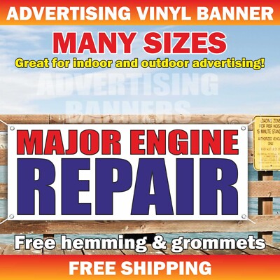 MAJOR ENGINE REPAIR Advertising Banner Vinyl Mesh Sign Service Mechanic ...