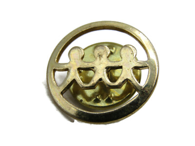 Three Figures Holding Hands In Circle Pin Gold Tone | eBay