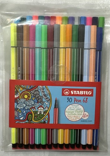 Stabilo Pen 68 Felt Tip Fibre tip Pens 1.0mm - 30 Assorted Colours in ...