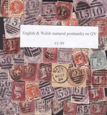 GB 1841-1900 stamps English Welsh Numeral postmarks #1-99 sold singly ...