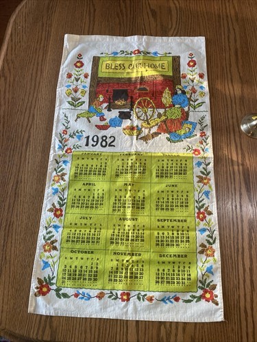 VINTAGE COTTON FABRIC CALENDAR - 1982 Bless Our Home | eBay