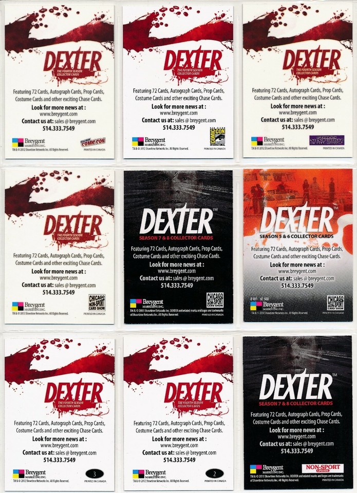 2012-15 BREYGENT DEXTER TV SERIES MIXED SEASONS PROMO CARD LOT OF (9 ...
