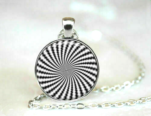 ILLUSION SPIRAL HYPNOTIC pendant 24" Sterling 925 Silver necklace ...