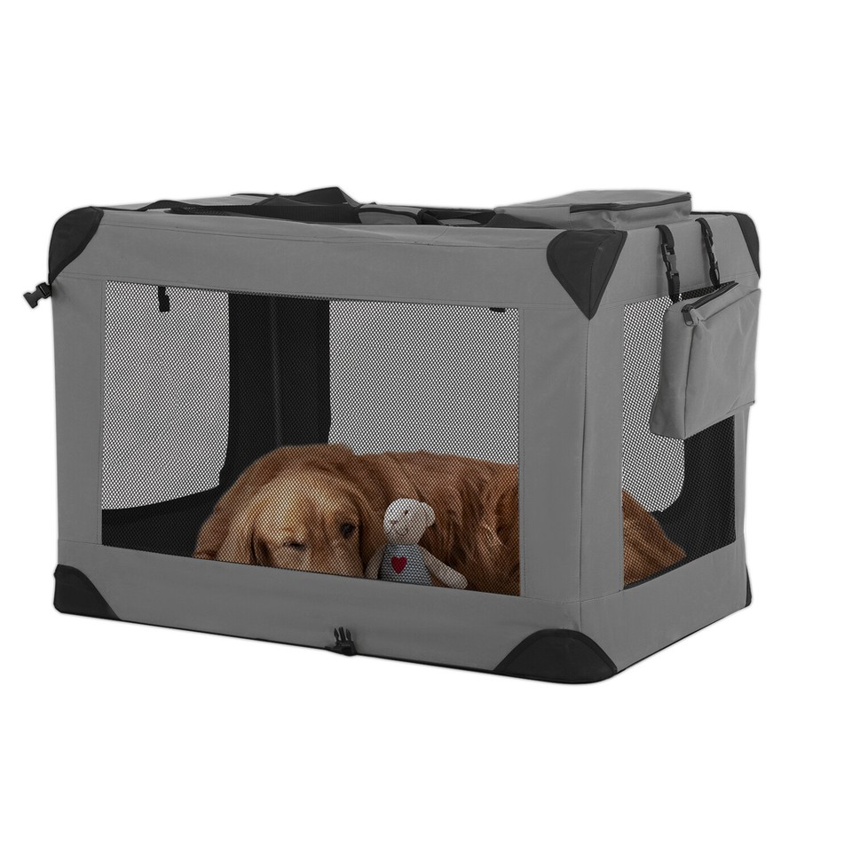 3-Door Portable Folding Soft Dog Crate Dog Kennel Lightweight Foldable ...