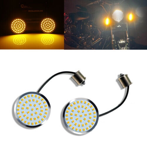 1156 LED Bullet Style Turn Signal Amber Light Inserts For Harley ...