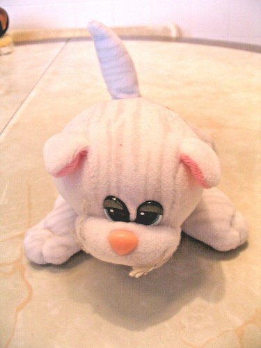 Vintage 1980's (?) Tonka 7" Pound Purries White w/ Grey Stripes Tabby ...