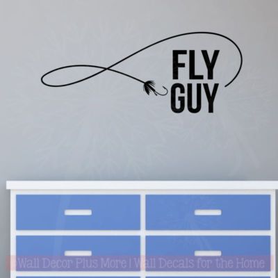 Fly Guy Vinyl Art Decals Fisherman Boys Room Decor Fishing Wall ...