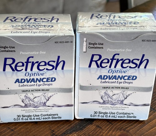 ( 2 )Refresh Optive Advanced 0.4ml Eye Drops 30 Ct Exp 7/25 ...