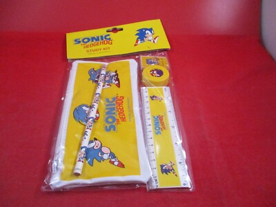 Sonic the Hedgehog Sega Genesis Era 1993 Study Kit Pencil Ruler Eraser ...