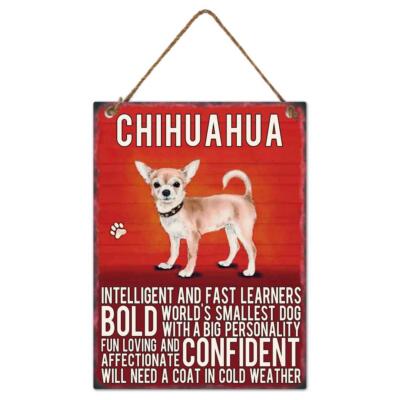 Chihuahua Dog Sign Metal Wall Door Hanging Dogs Sign Colourful Home ...