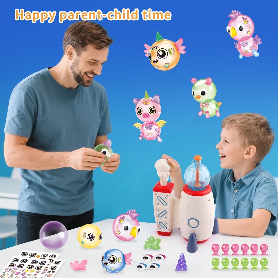 195pcs Space Rocket DIY Balloons with Pump DIY Sticky Balloon Maker Toy ...