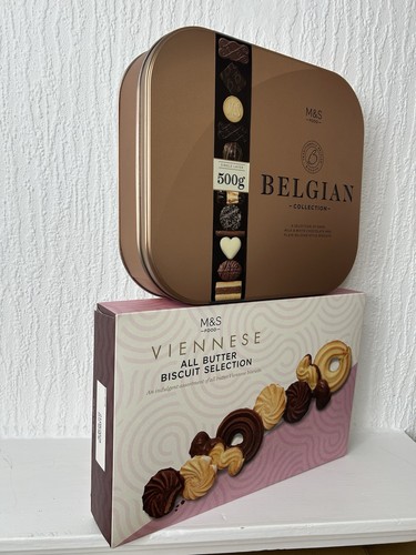 M&S Belgian Dark White Milk Chocolate Biscuit &All butter Viennese ...